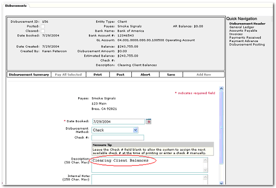 Posting a Zero Disbursement