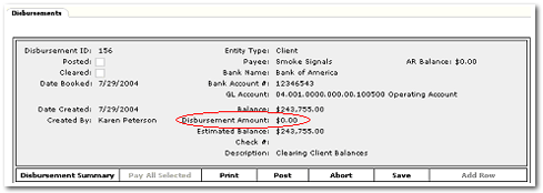Posting a Zero Disbursement