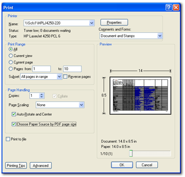 Print Settings for Carrier Interface Status Reports